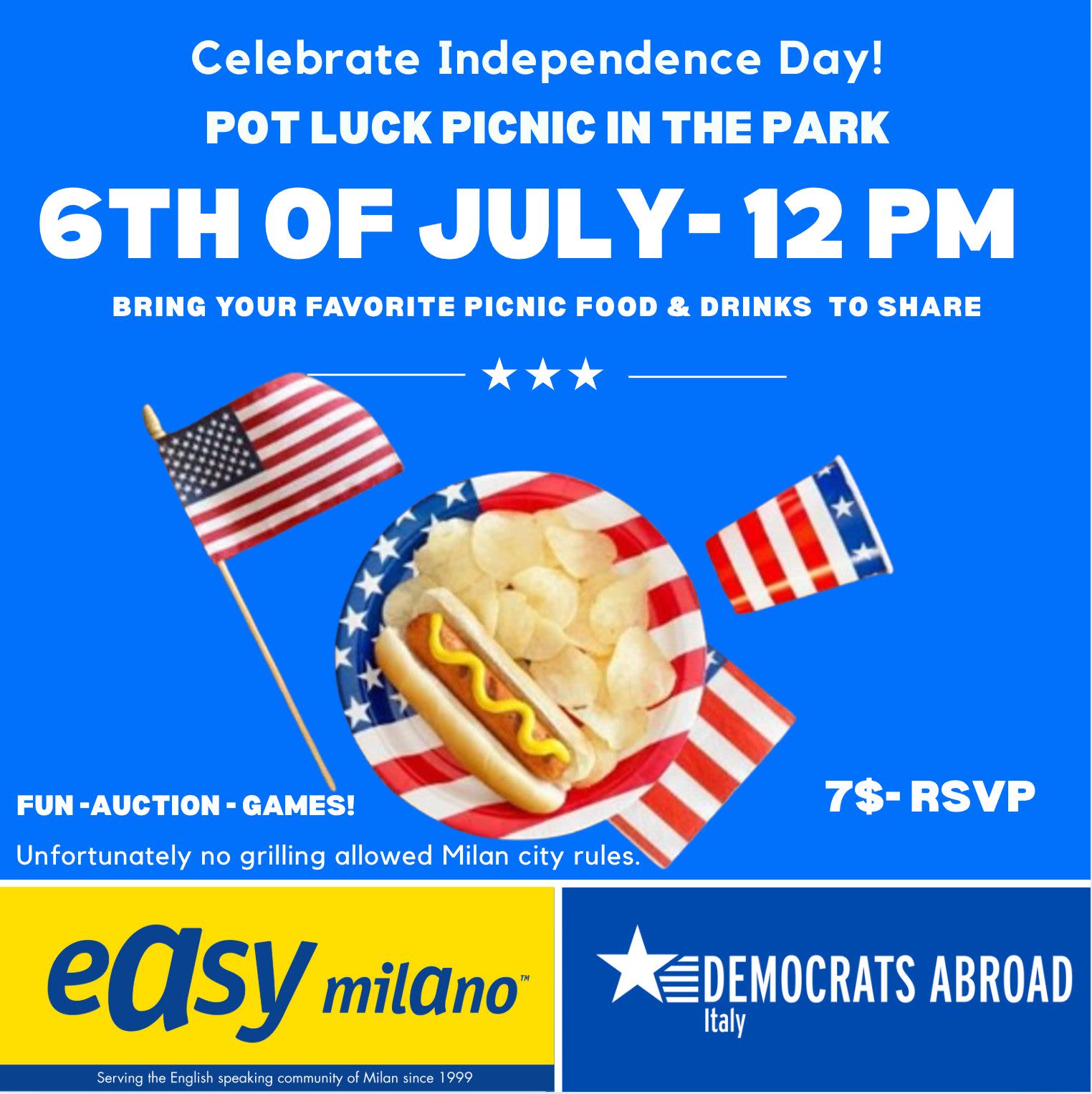 Independence Day Potluck Picnic in the Park! - Easy Milano